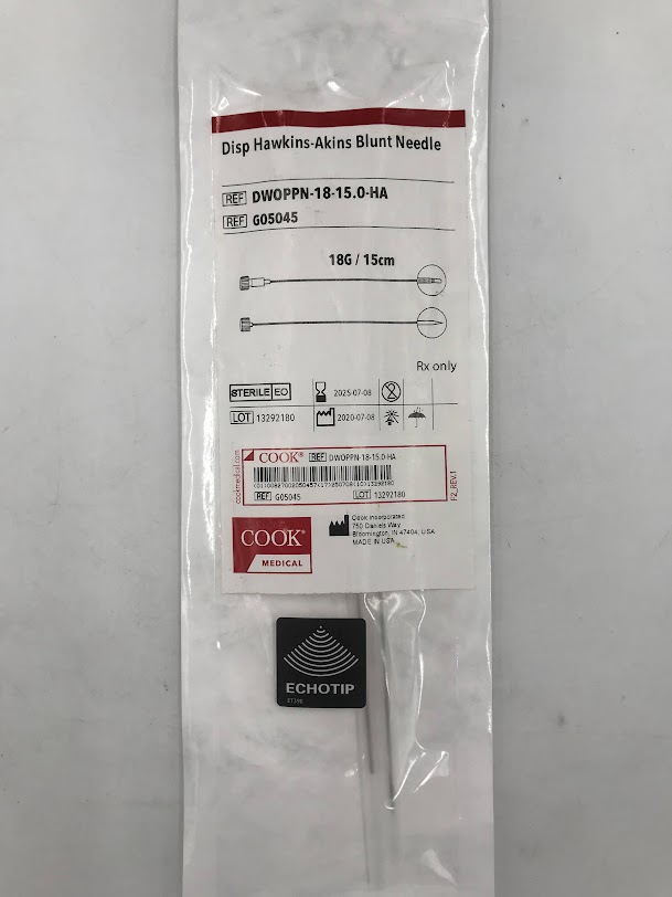 COOK G05045 Disp Hawkins-Akins Blunt Needle 18G x 15cm - GB TECH USA