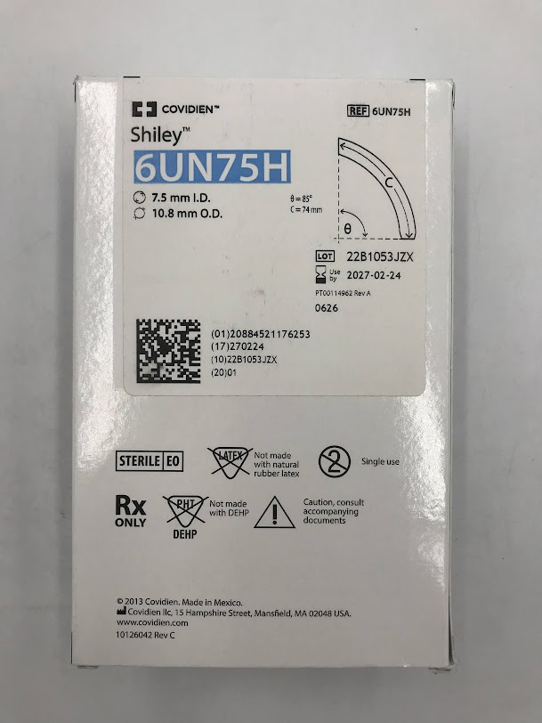 COVIDIEN 6UN75H Shiley Adult Flexible Tracheostomy Tube Cuffless ...