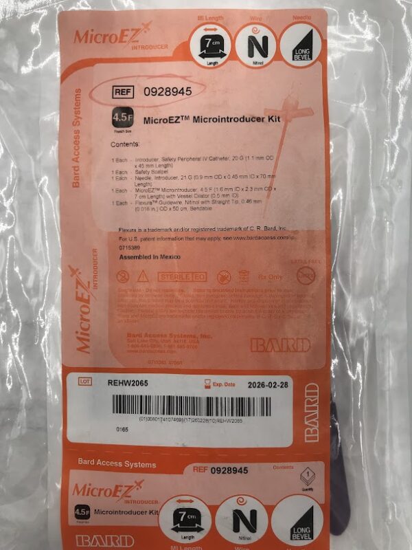 BARD 0928945 MicroEz MicroIntroducer Kit 4.5F x 7cm - GB TECH USA