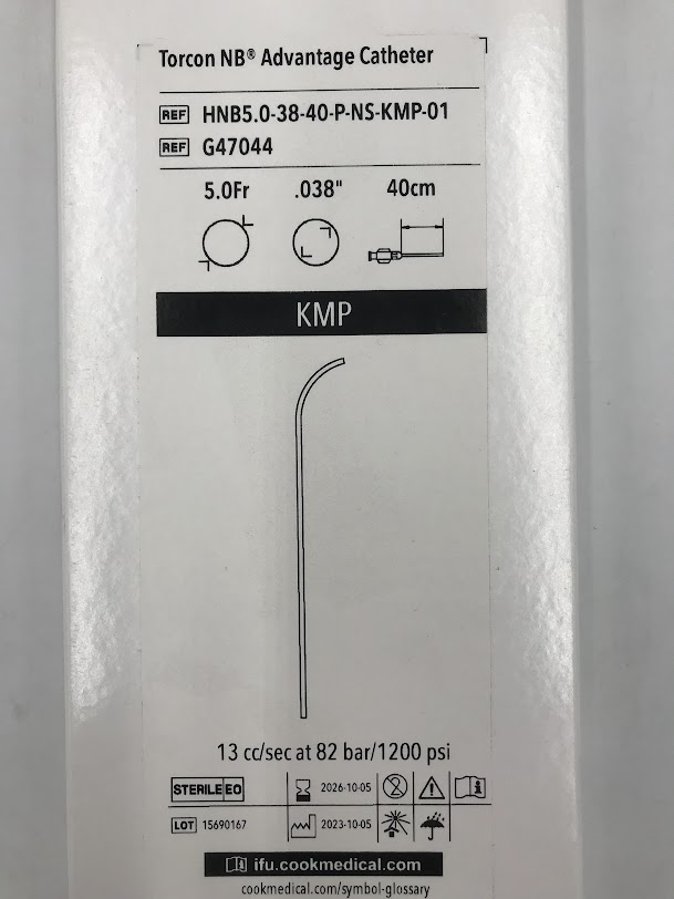 COOK G47044 Torcon NB Advantage Catheter KMP 5Fr, 40cm Angiographic ...