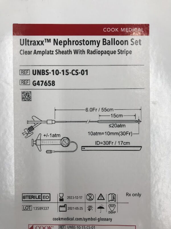 COOK G47658 Ultraxx Nephrostomy Balloon Set 6.0Fr / 55cm (X) - GB TECH USA