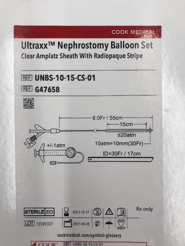 COOK G47658 Ultraxx Nephrostomy Balloon Set 6.0Fr / 55cm (X) - GB TECH USA