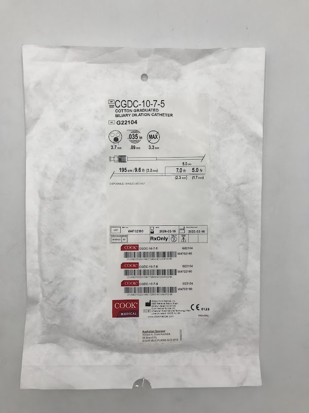 COOK G22104 Cotton Graduated Biliary Dilation Catheter 9.6Fr x 195cm ...