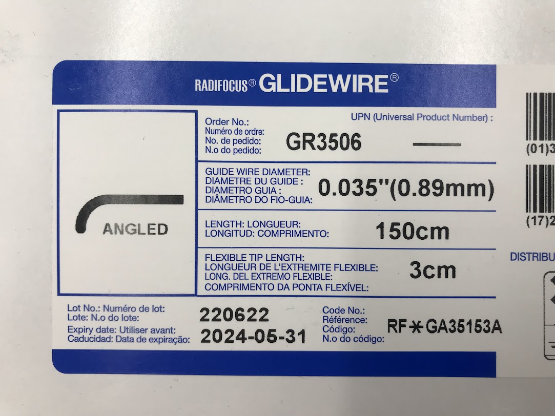 TERUMO GR3506 Radifocus Glidewire Angled 0.035" x 3cm x 150cm (5/Box ...