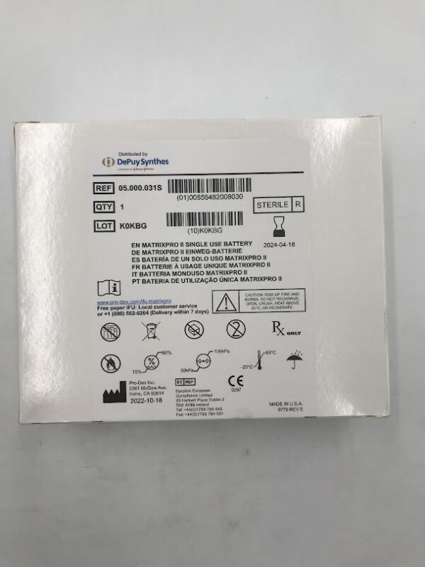 DEPUY 05.000.031S MatrixPro II Single Use Battery (X) - GB TECH USA