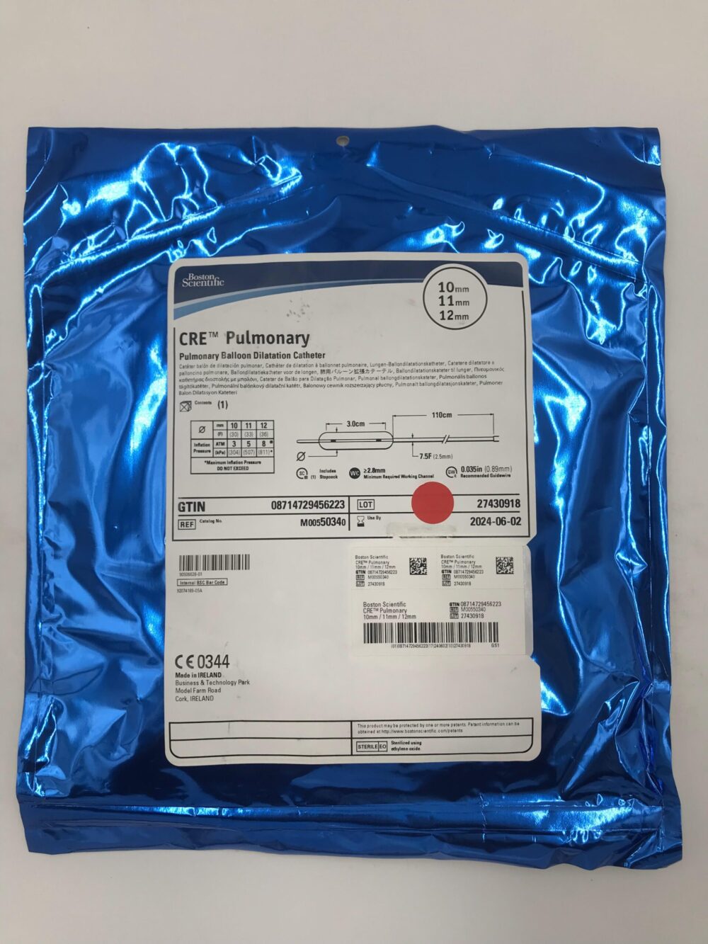 BOSTON SCIENTIFIC 5034 CRE Pulmonary Balloon Dilatation Catheter 7.5F x ...