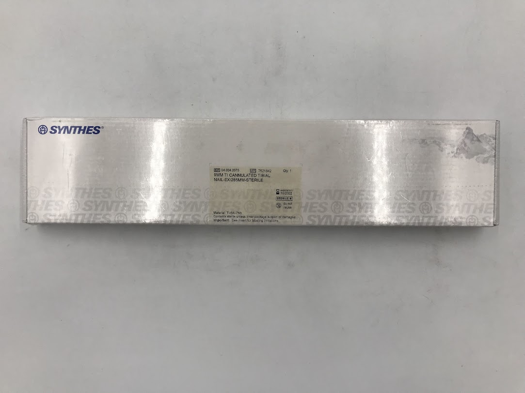 SYNTHES 04.004.337S TI Cannulated Tibial Nail-Ex 9mm x 285mm (X) – GB ...