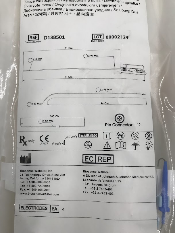 BIOSENSE WEBSTER D138501 Carto Vizigo Bi-Directional Guiding Sheath ...