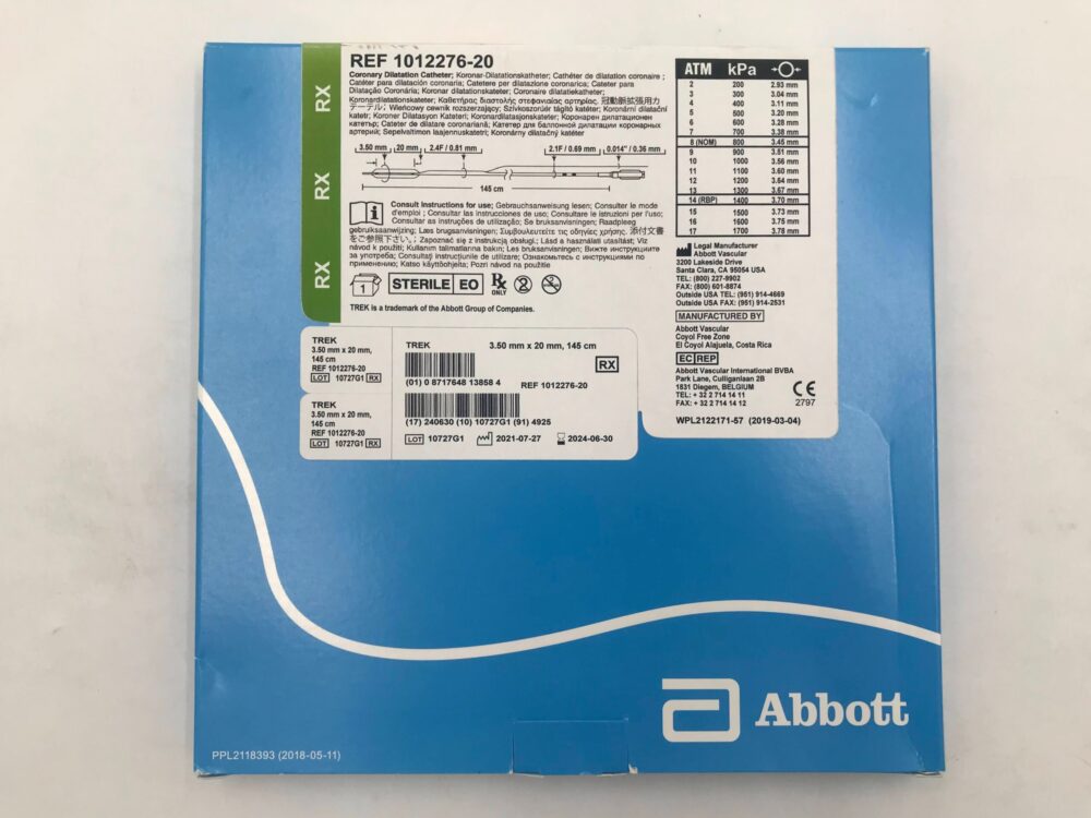 ABBOTT 1012276-20 TREK Coronary Dilatation Catheter 3.50mm x 20mm x ...