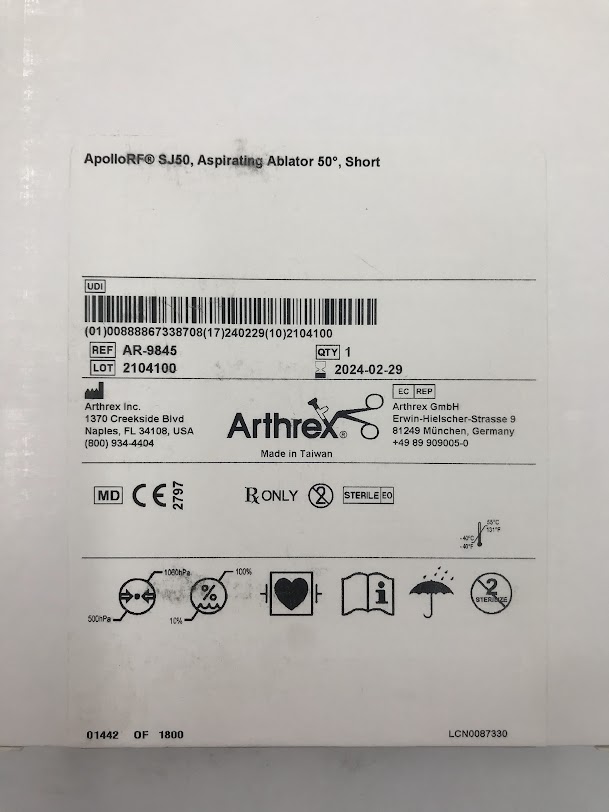 ARTHREX AR-9845 ApolloRF SJ50, Aspirating 50Degrees Short (X) - GB TECH USA