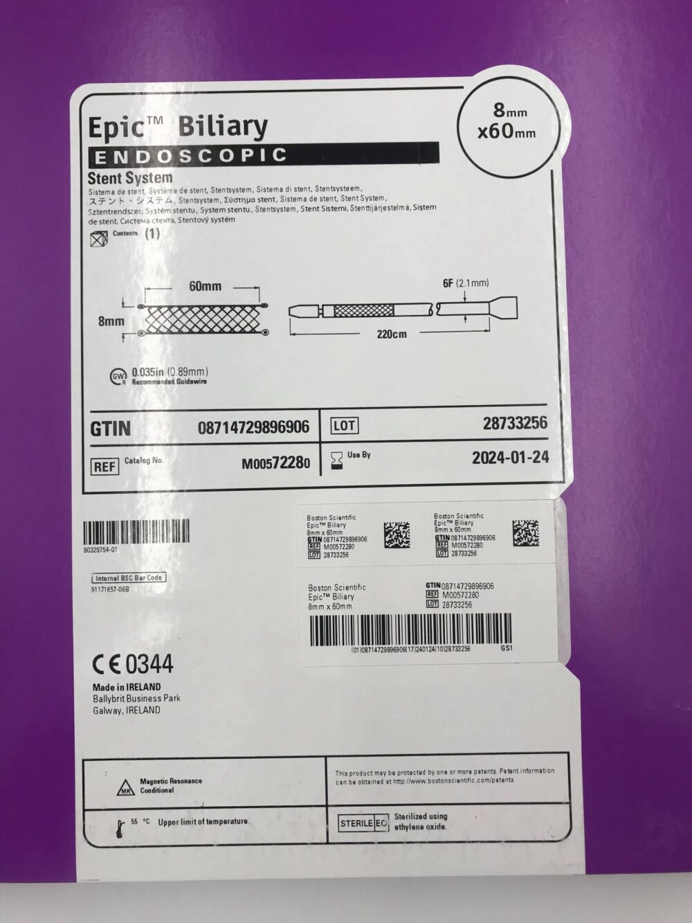 BOSTON SCIENTIFIC 7228 Epic Biliary Endoscopic Stent System 6F x 8mm x ...