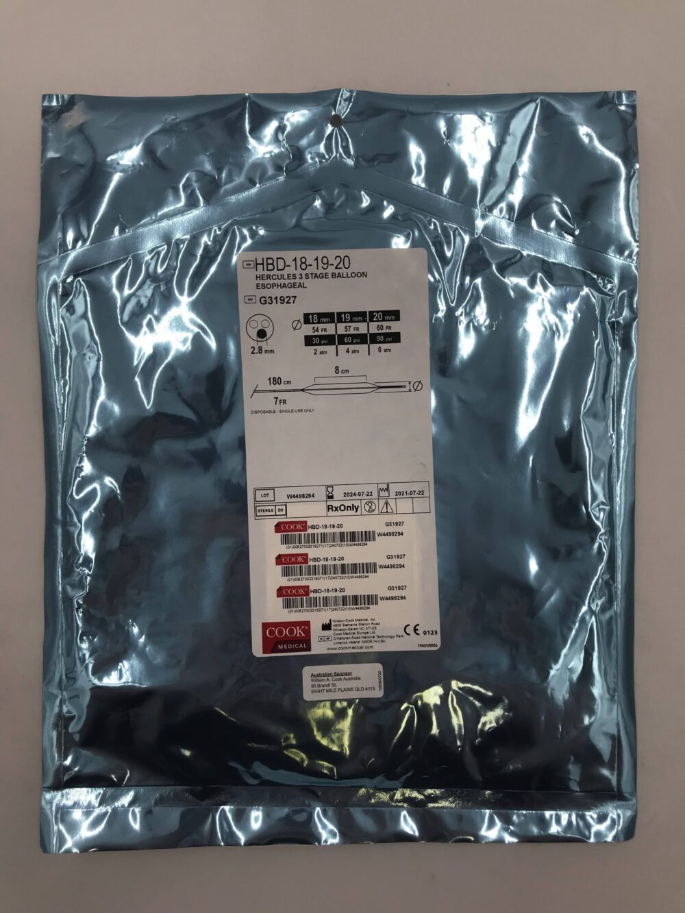 COOK G31927 Hercules 3 Stage Balloon Esophageal 7F x 180cm x 8cm (X ...